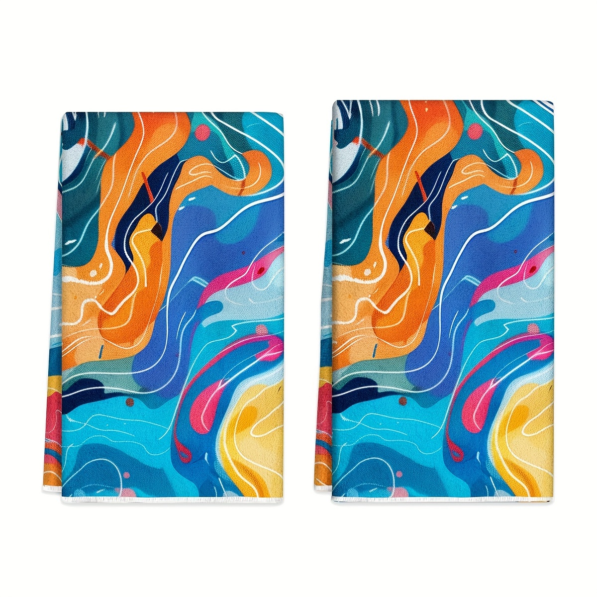 Dish Cloths Modern Watercolor Flowing Waves Pattern Hand - Temu United ...