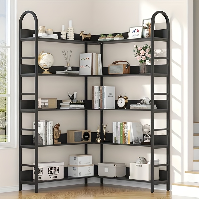 5 Tiers Tall Corner Bookshelf Large Heavy Duty Industrial - Temu