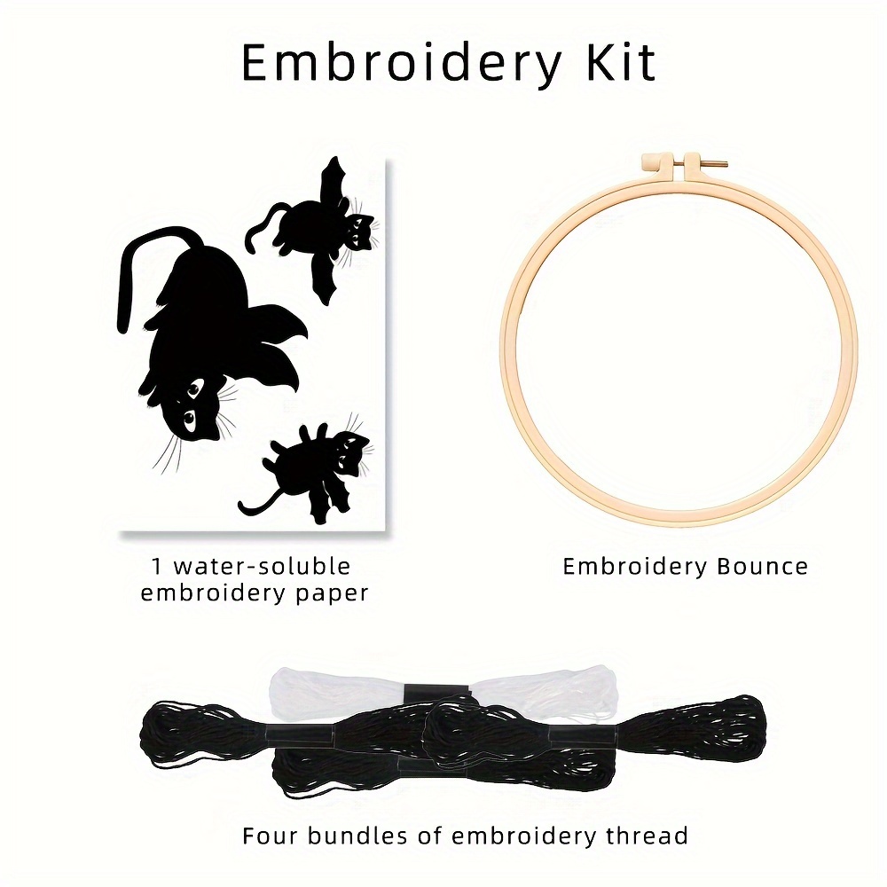 Black Cats Embroidery Kit Beginners Cross Stitch Kits Adults - Temu ...
