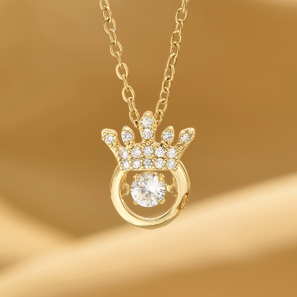 Golden Stainless Steel Crown Pendant Necklace Fashion - Temu United Kingdom