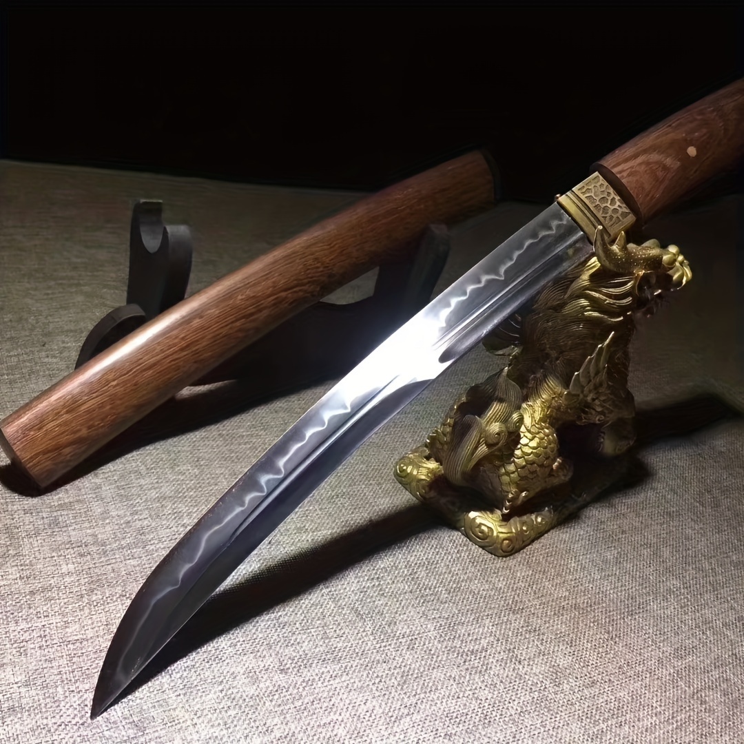 T10 Carbon Steel Clay Tempered/1045 Steel Sword, Rosewood Scabbard ...