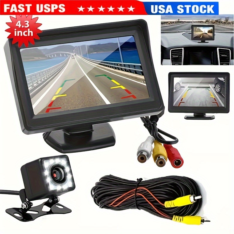 Car Rear View Backup Camera Kit Monitor Reverse Camera Led - Temu