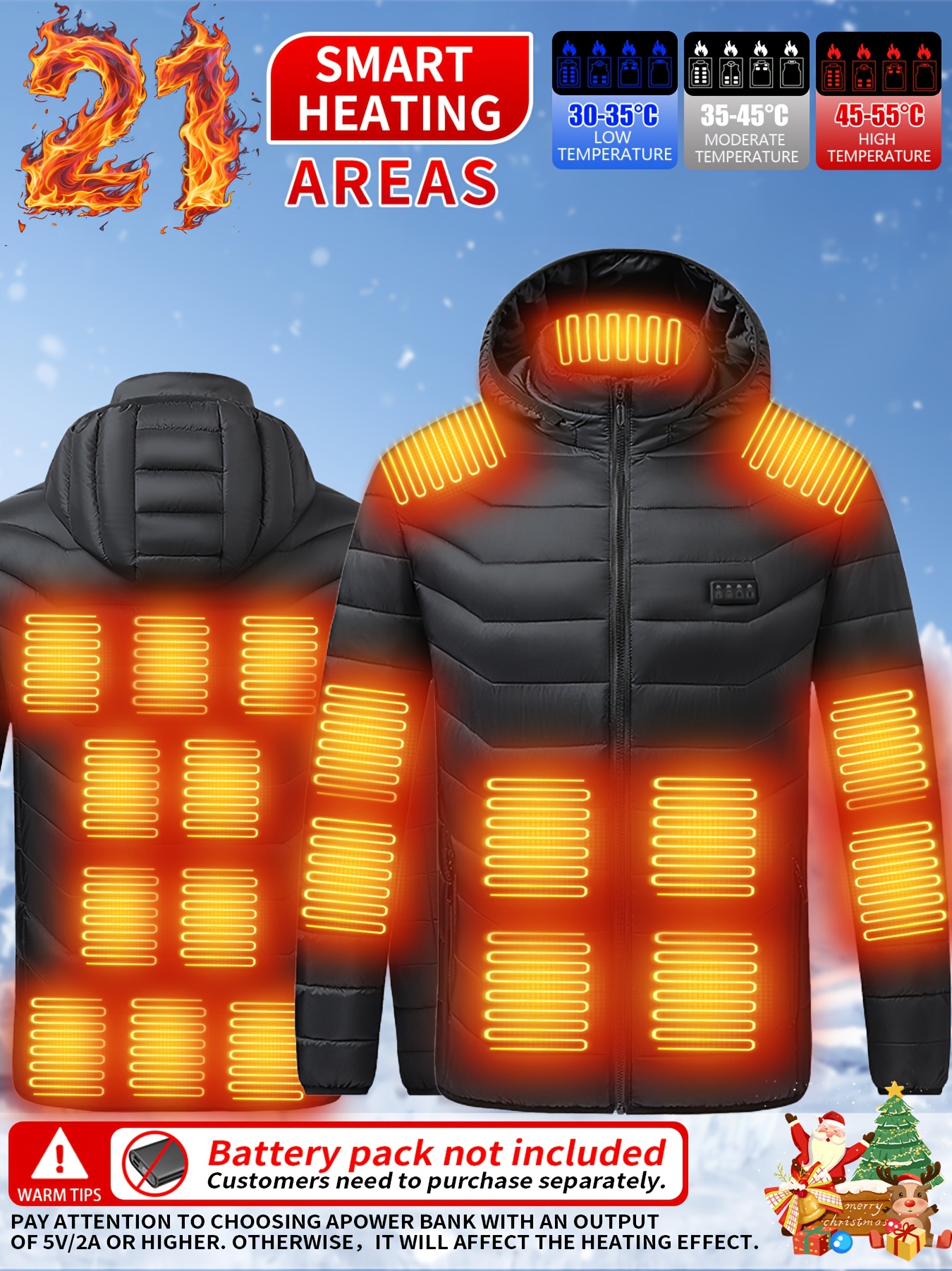 heated puffer jackets sold on Temu United States