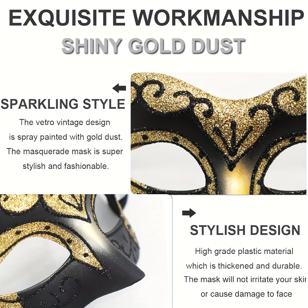 Couple's Masquerade Masks Plastic Carnival Halloween - Temu