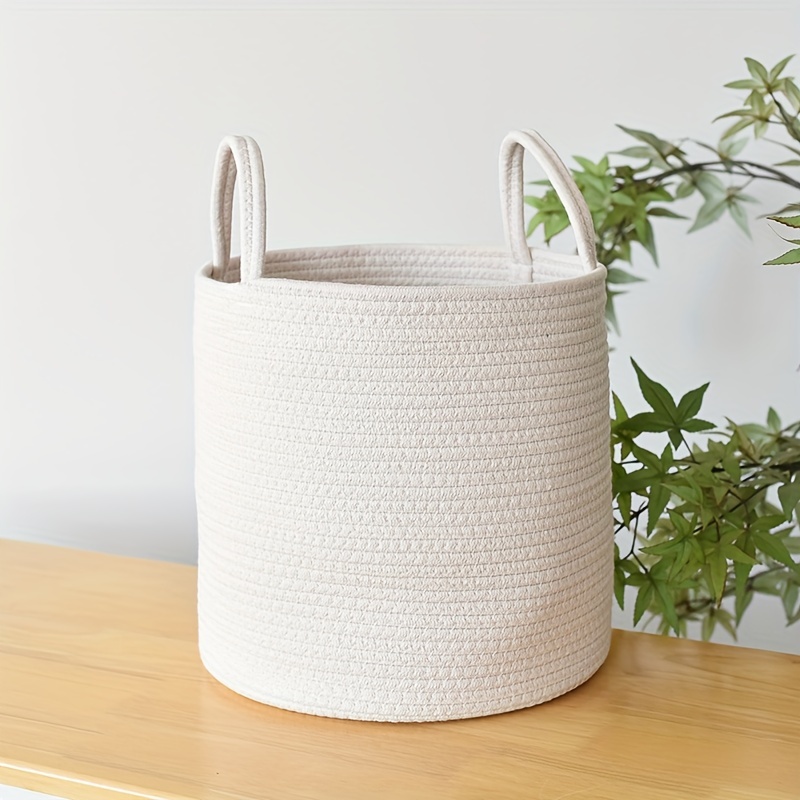 Dual handle Storage Basket Cotton Rope Woven Basket Dirty - Temu