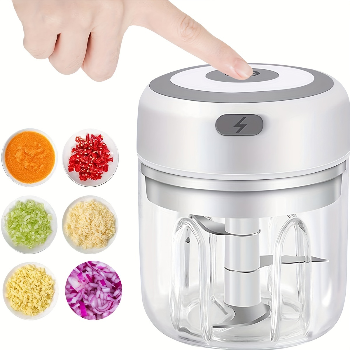 Electric Mini Food Processor Wireless Garlic Chopper Meat Vegetable Cutter Portable Cordless Mincer Food Slicer And Powerful Chopper For Chili Vegetable Nuts By 8.45oz Green