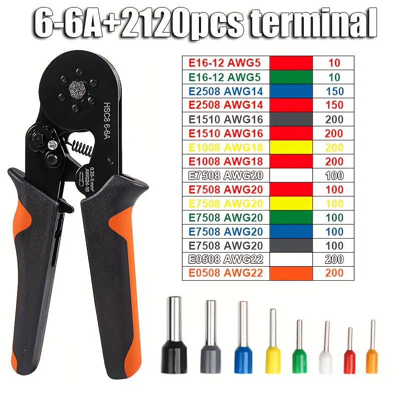 TEMU Diann 6-6a Hexagonal Tube Terminal Block + Crimping Pliers Set ...