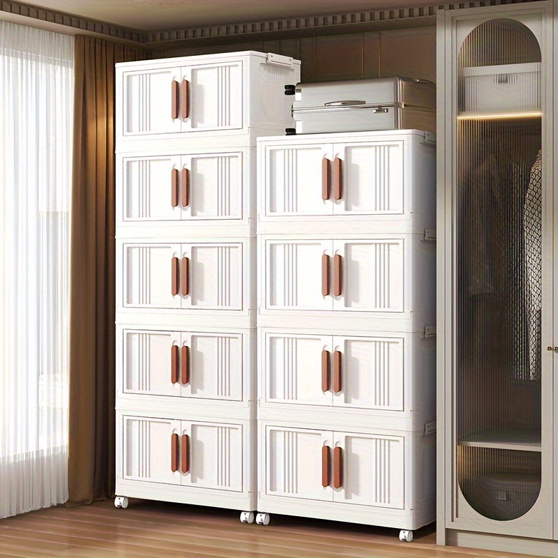 Space Saving Foldable Storage Cabinet 19 Wide Plastic Organizer for Home Dorm Desk Drawer Organizer for Home Storage
