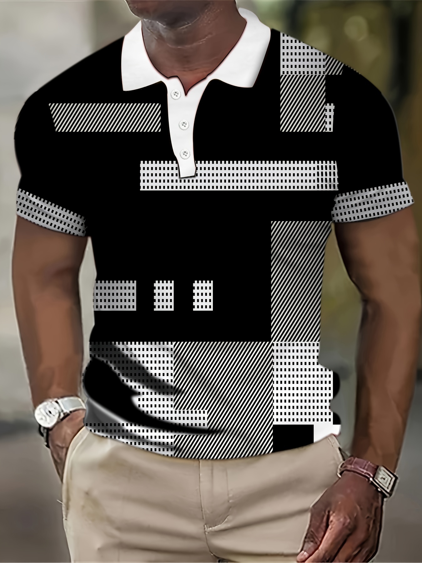 Μεγάλα μεγέθη Ανδρικά T shirt γκολφ με αντίθεση χρωμάτων - Temu Cyprus