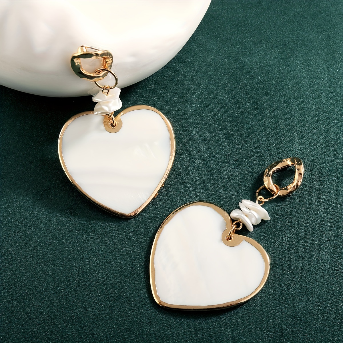 White Heart Design Dangle Earrings Bohemian Ocean Style - Temu United ...