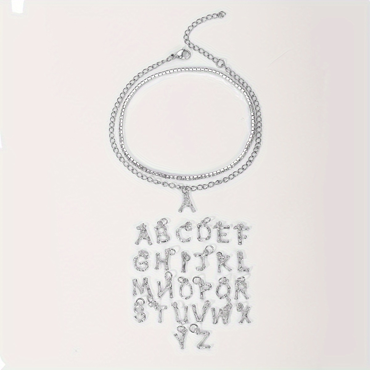 Letter Pendant Chain Anklet Set Inlaid Shiny Rhinestone - Temu United ...