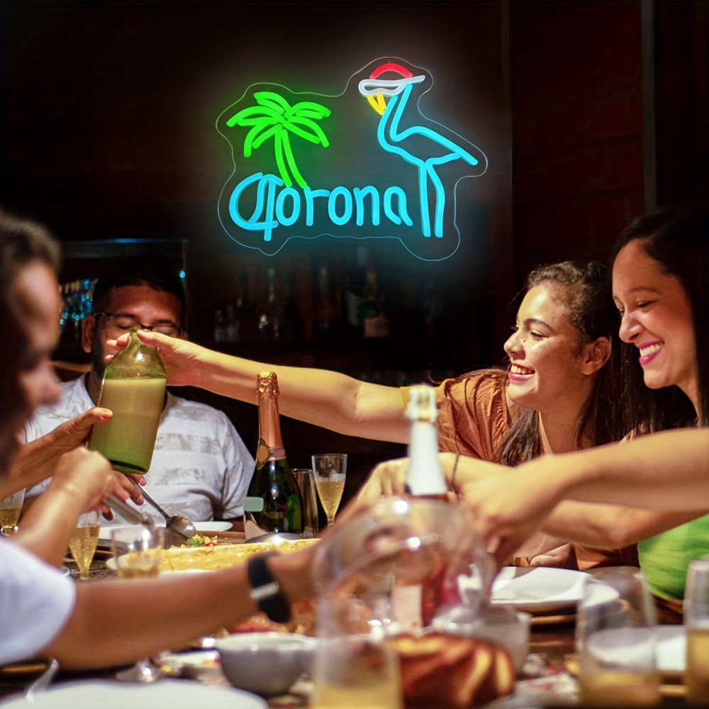 Flamingo Tree Beer Neon Signs Restaurants - Temu