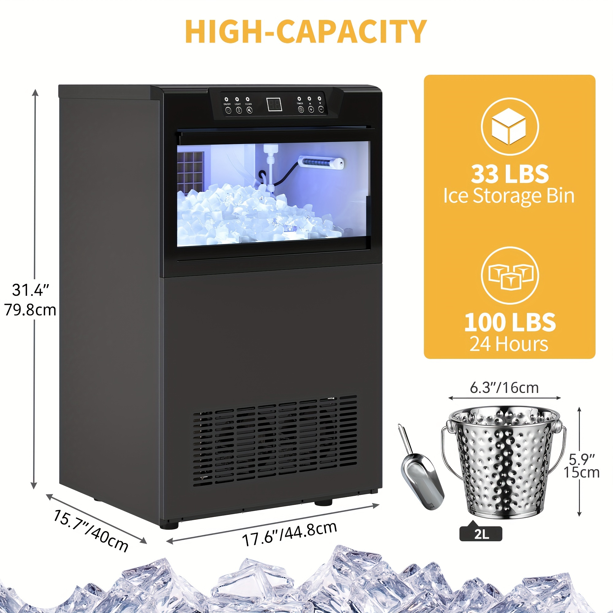 Water Commercial Ice Maker Machine 100lbs/24h - Temu