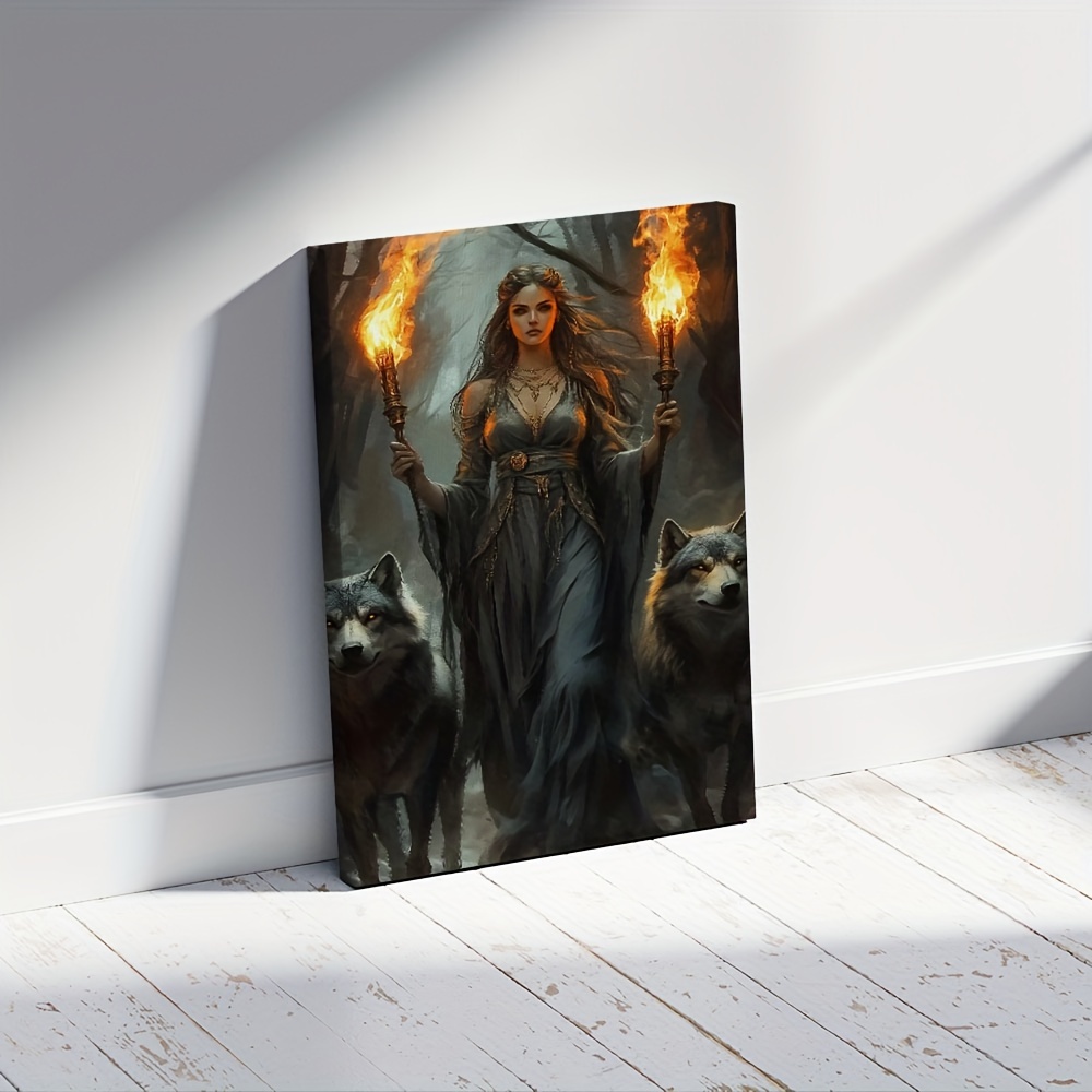 Night Guardian Wolf Canvas Art Print Greek Mythology - Temu
