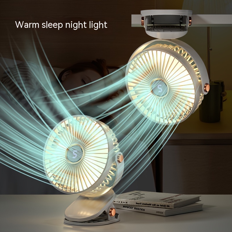 Portable Clip Fan Led Lights Clamps 6 "battery Operated Desk - Temu