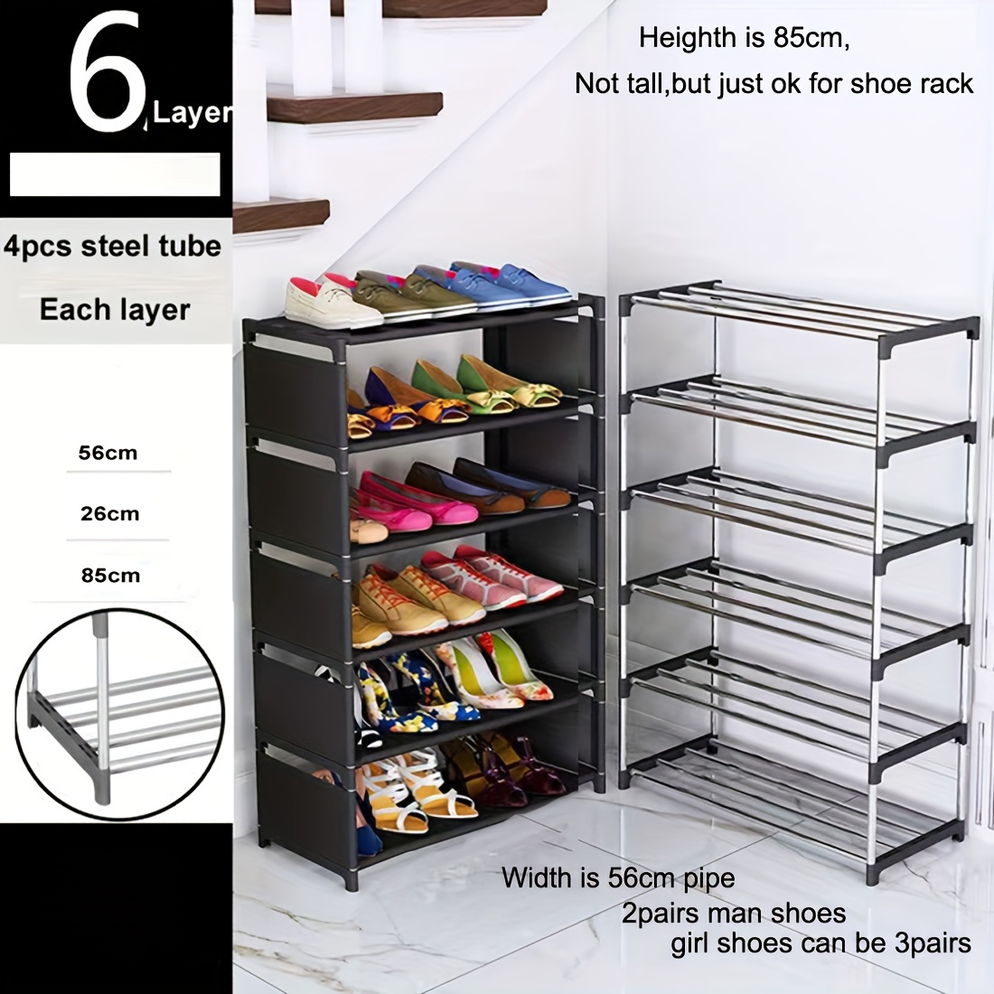 6 tier metal shoe rack steel construction Temu United Kingdom