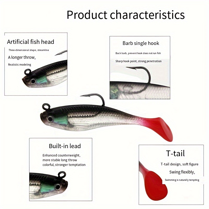 soft bait luminous jig head swimbait bionic fishing - Temu Canada