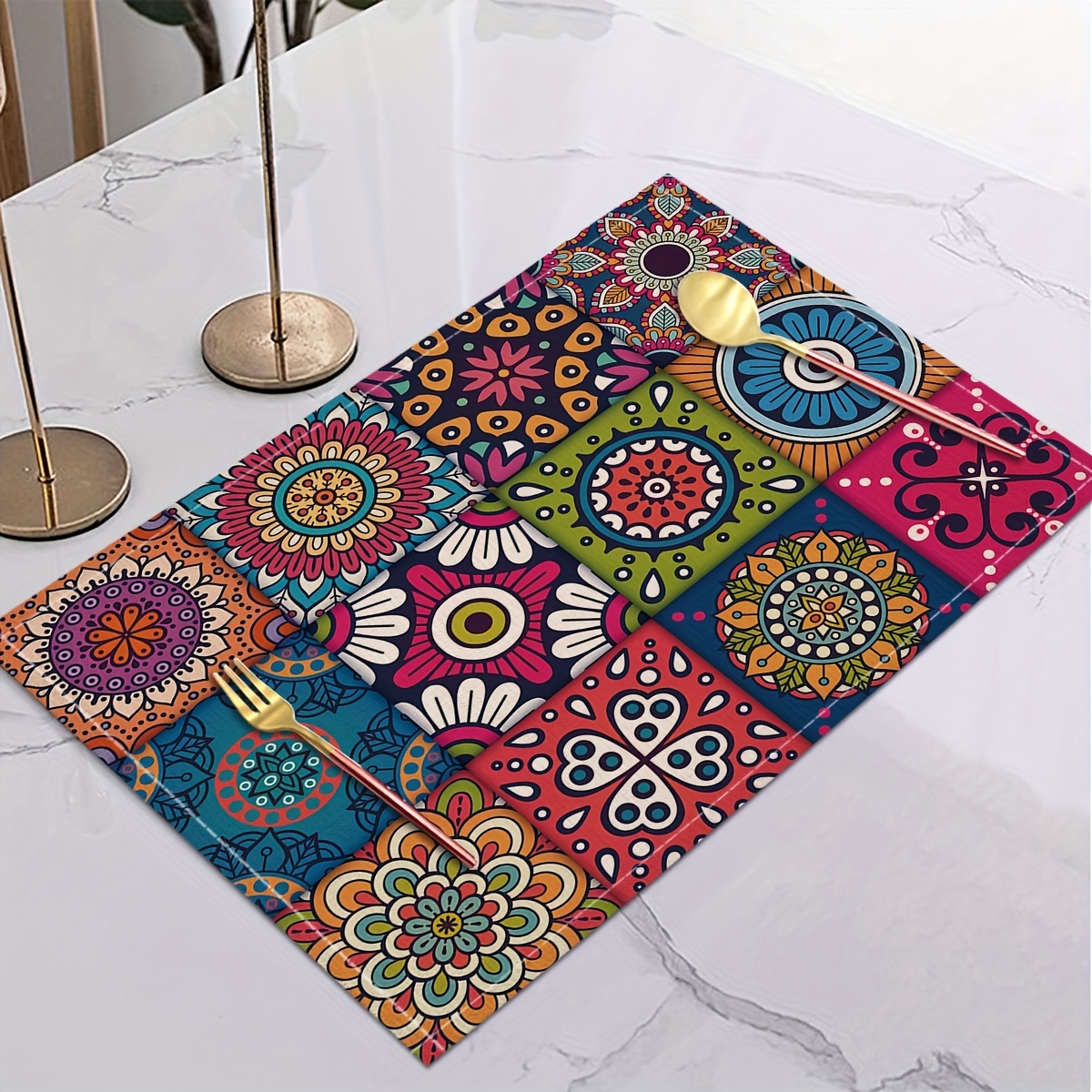 Linen Placemat Eid Al adha Boho Mandala Splicing Vintage - Temu United ...