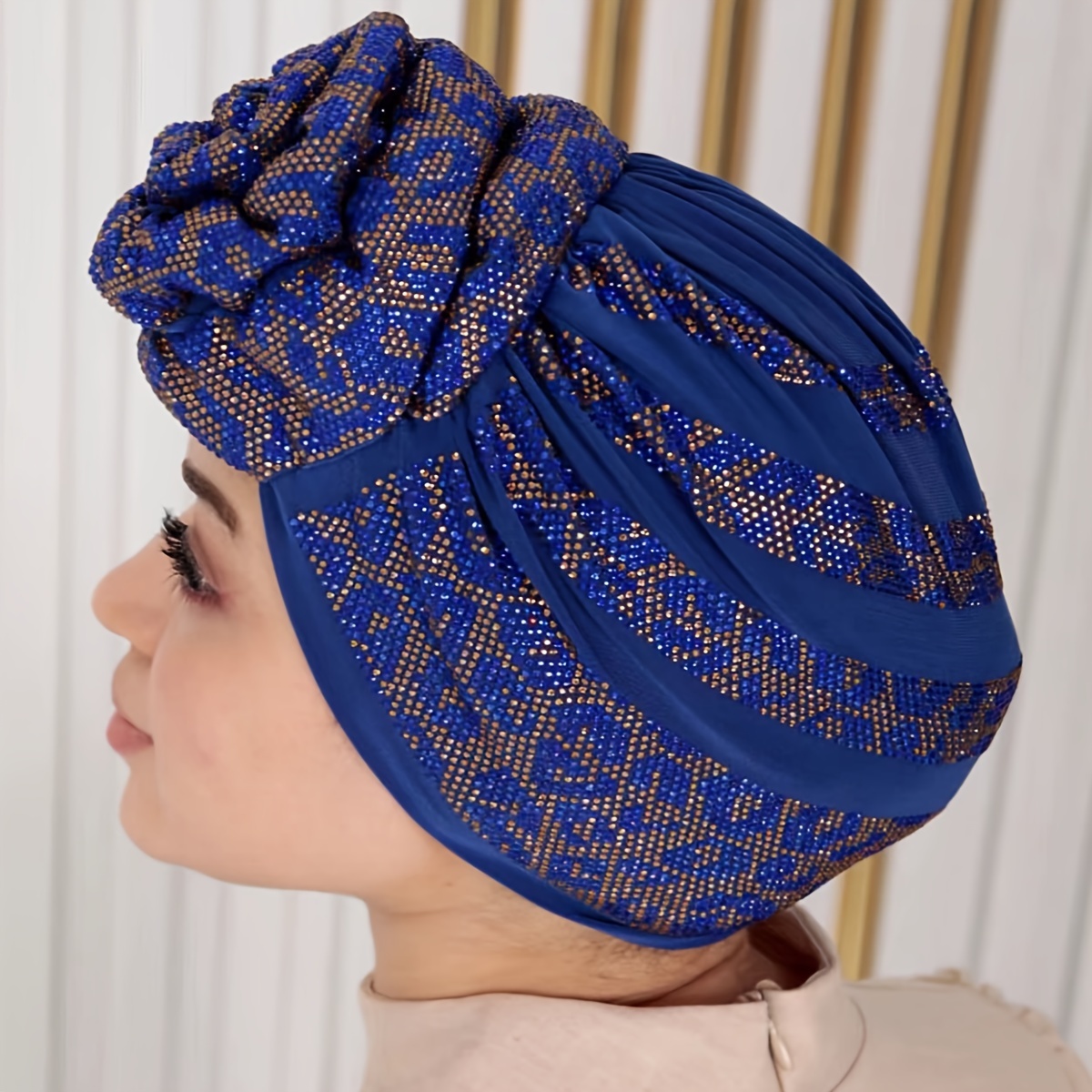 "elegant" Chic Leopard Print Turban Rhinestone Accents - Temu