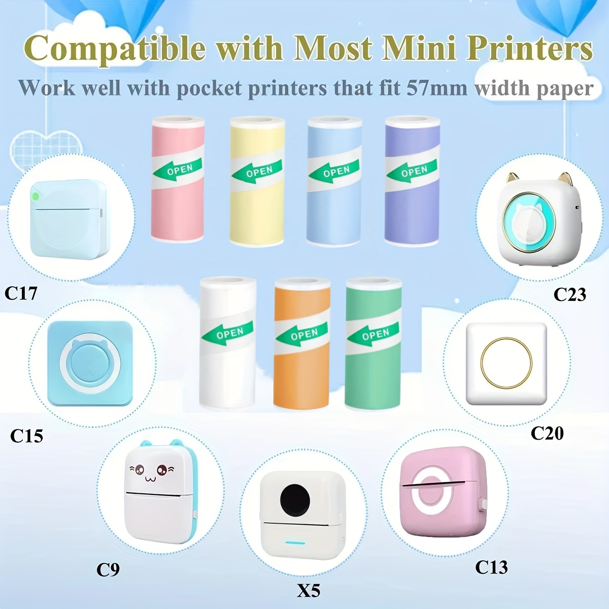 Color Self adhesive Thermal Paper Compatible Mini Printers - Temu ...