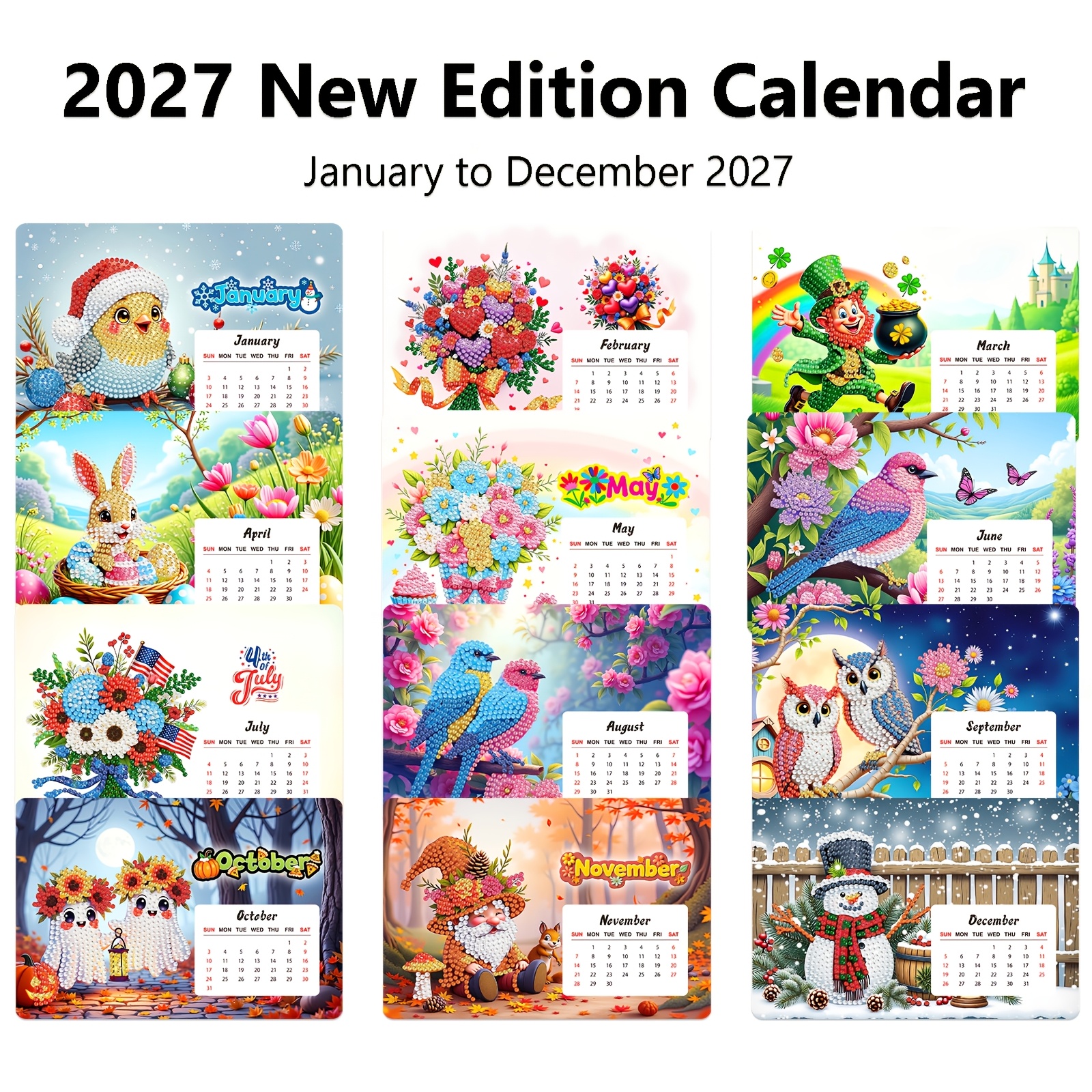 diamond painting calendar sold on Temu United States