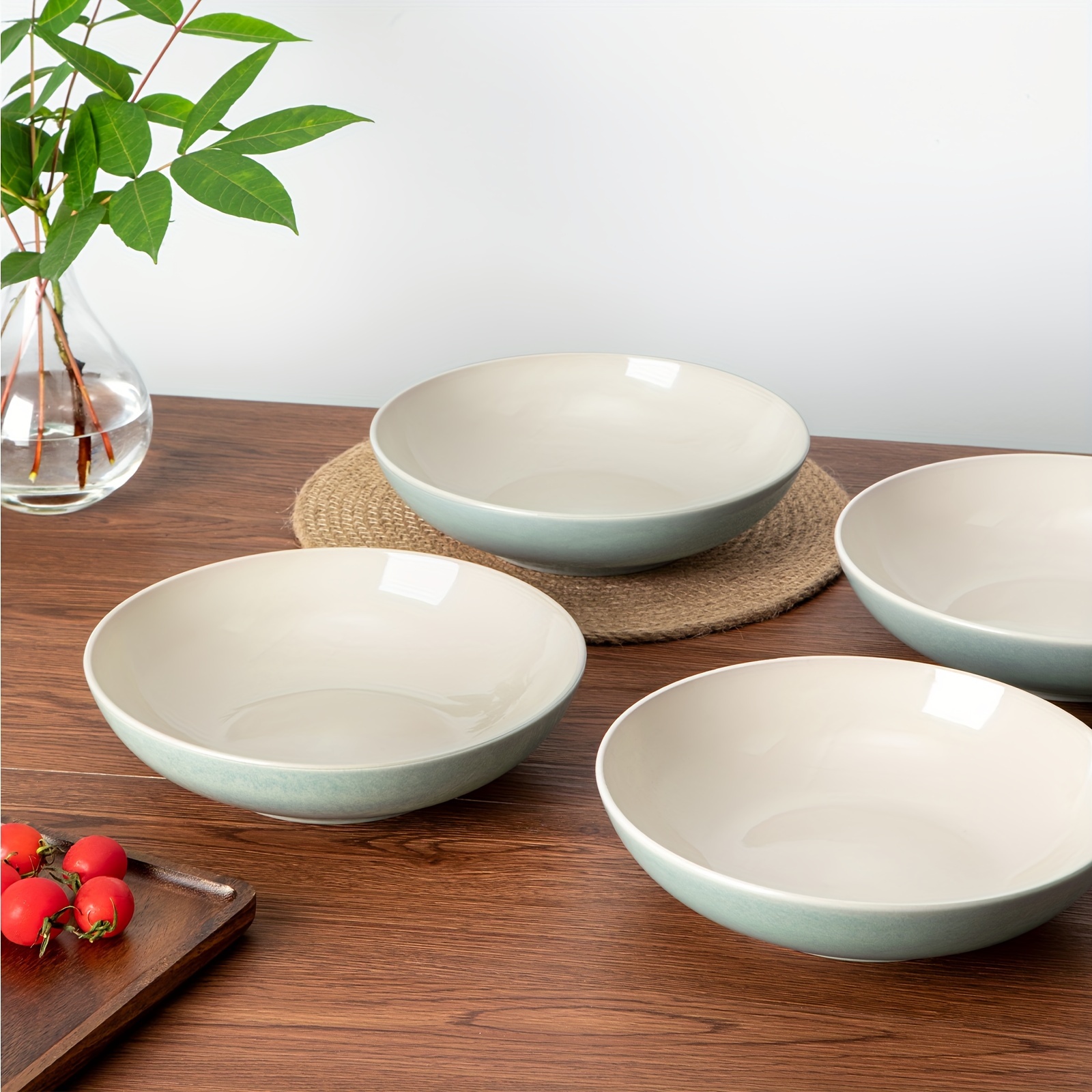 large pasta bowls set stoneware bowl gradient color dinner - Temu