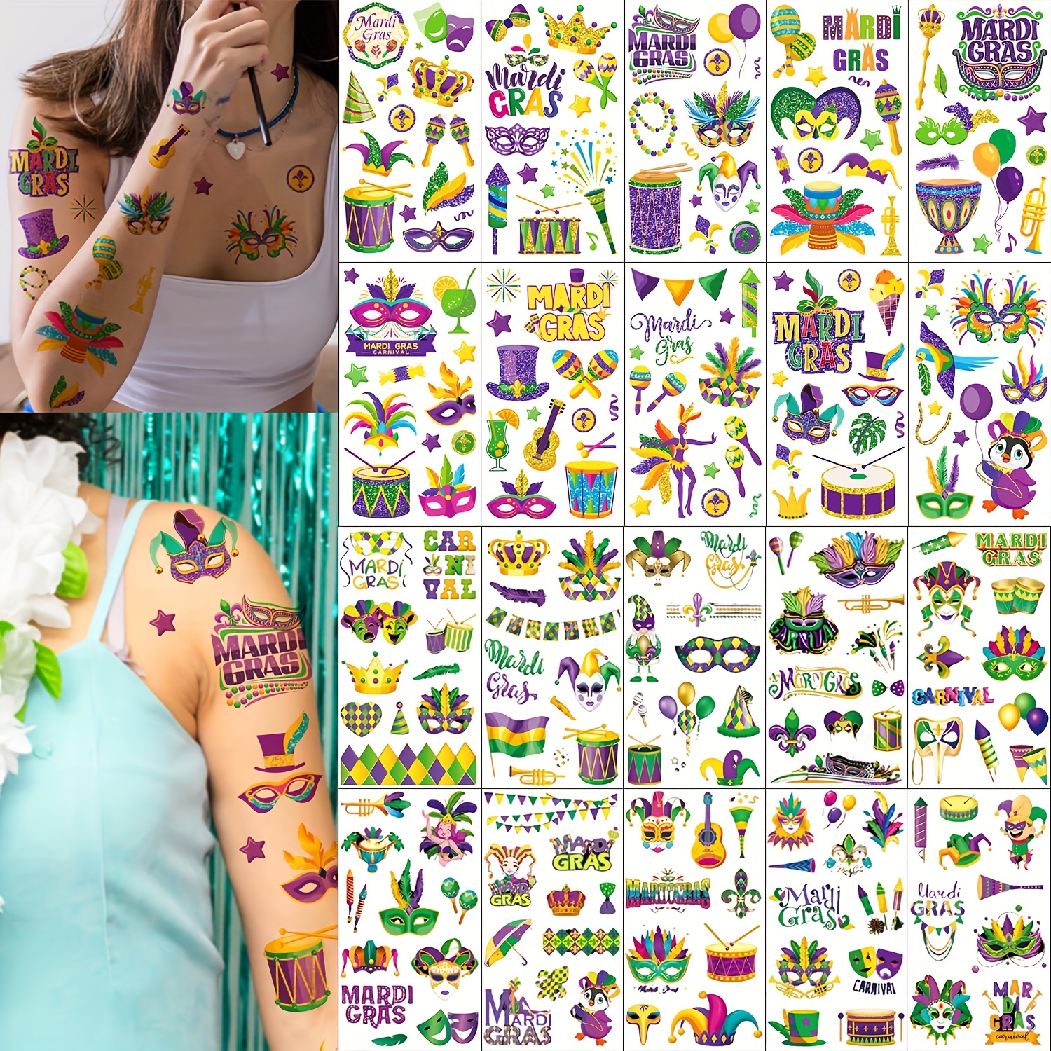 Mardi gras tattoos | Orangetattooshop.com