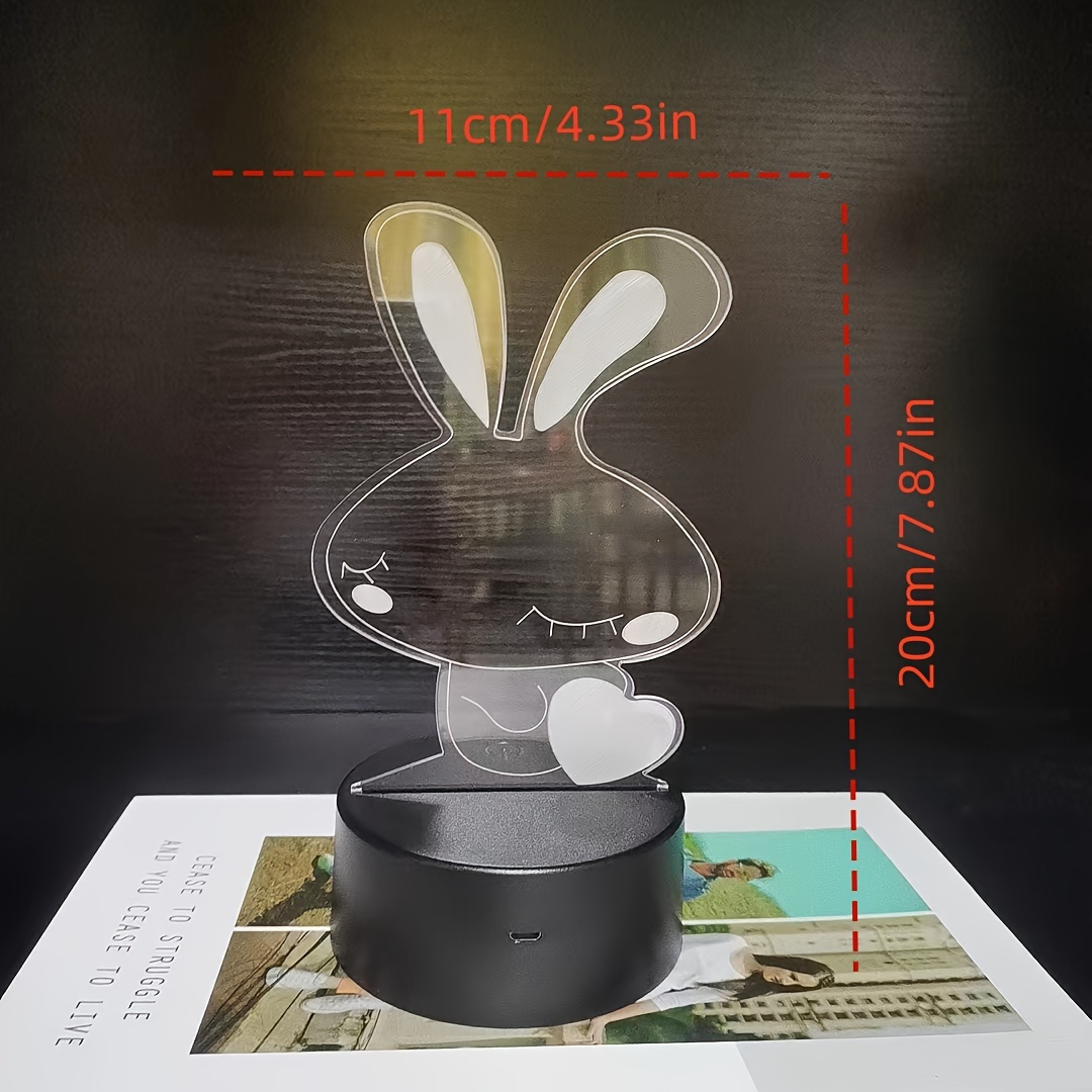 Usb Rabbit 3d Night Light Bedside Lamp Acrylic - Temu Australia