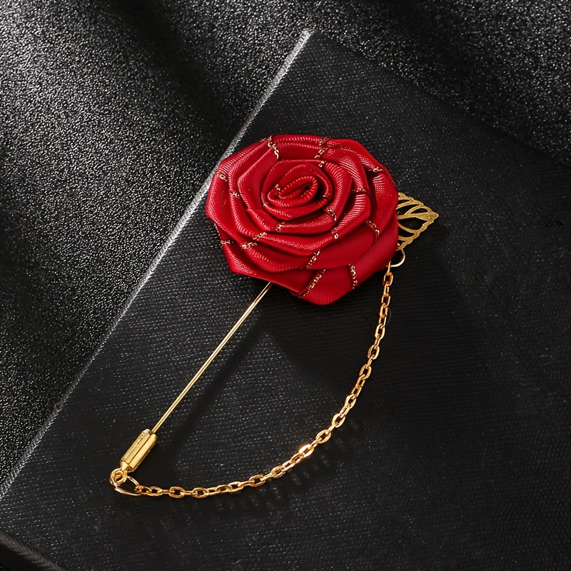 men rose flower brooch lapel pins suit wedding Temu