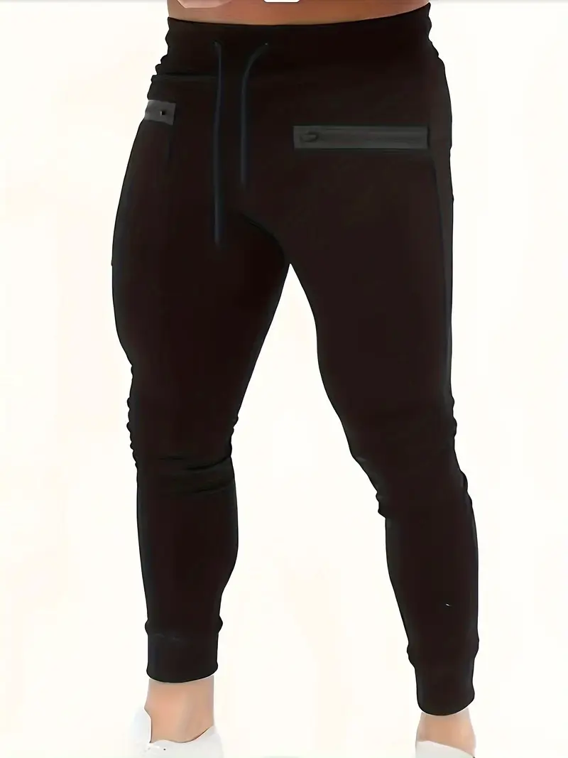 Mens Solid Joggers Pockets Active Breathable Skinny Temu Canada