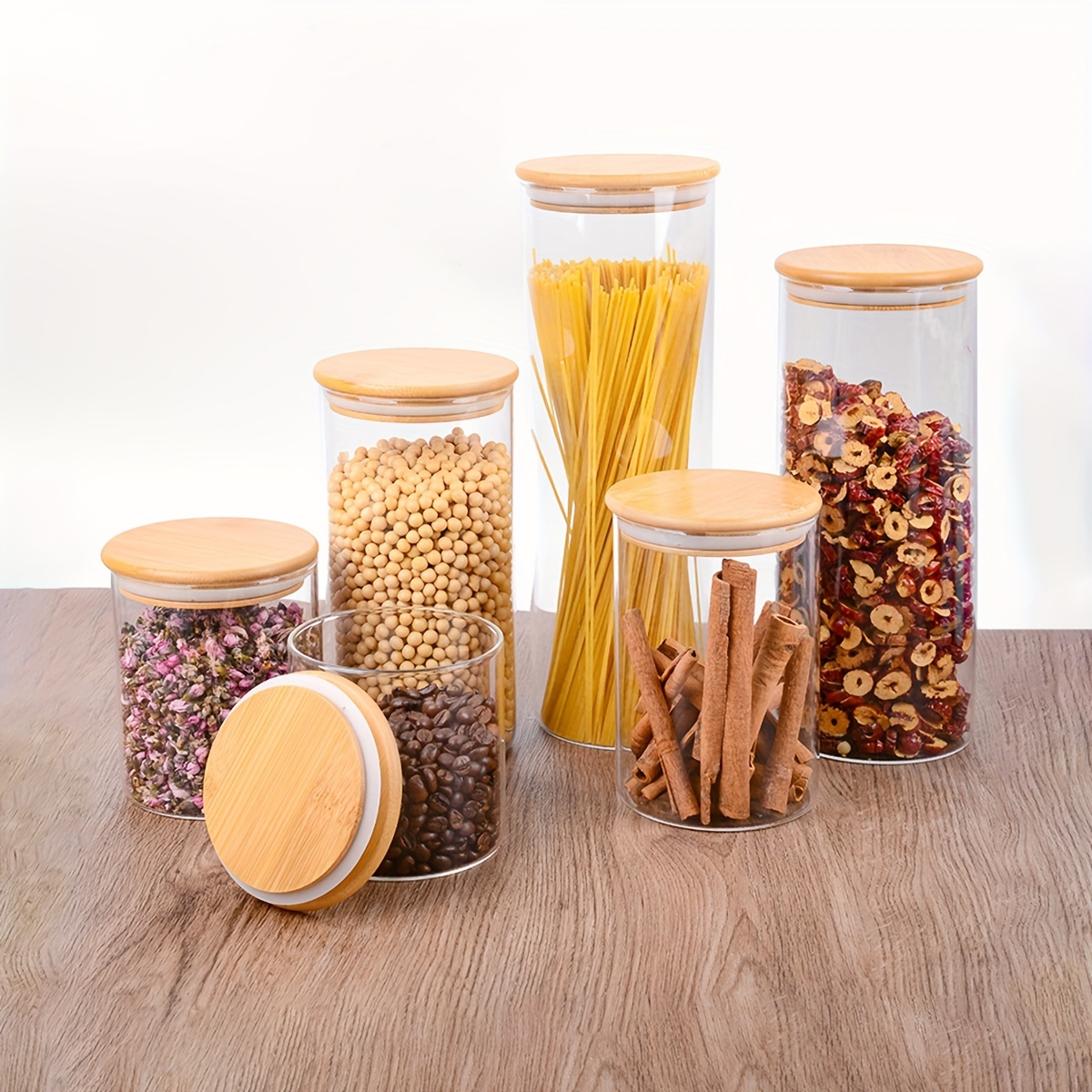 Glass Food Storage Jars & Canisters Set With Flip Top Lids ...