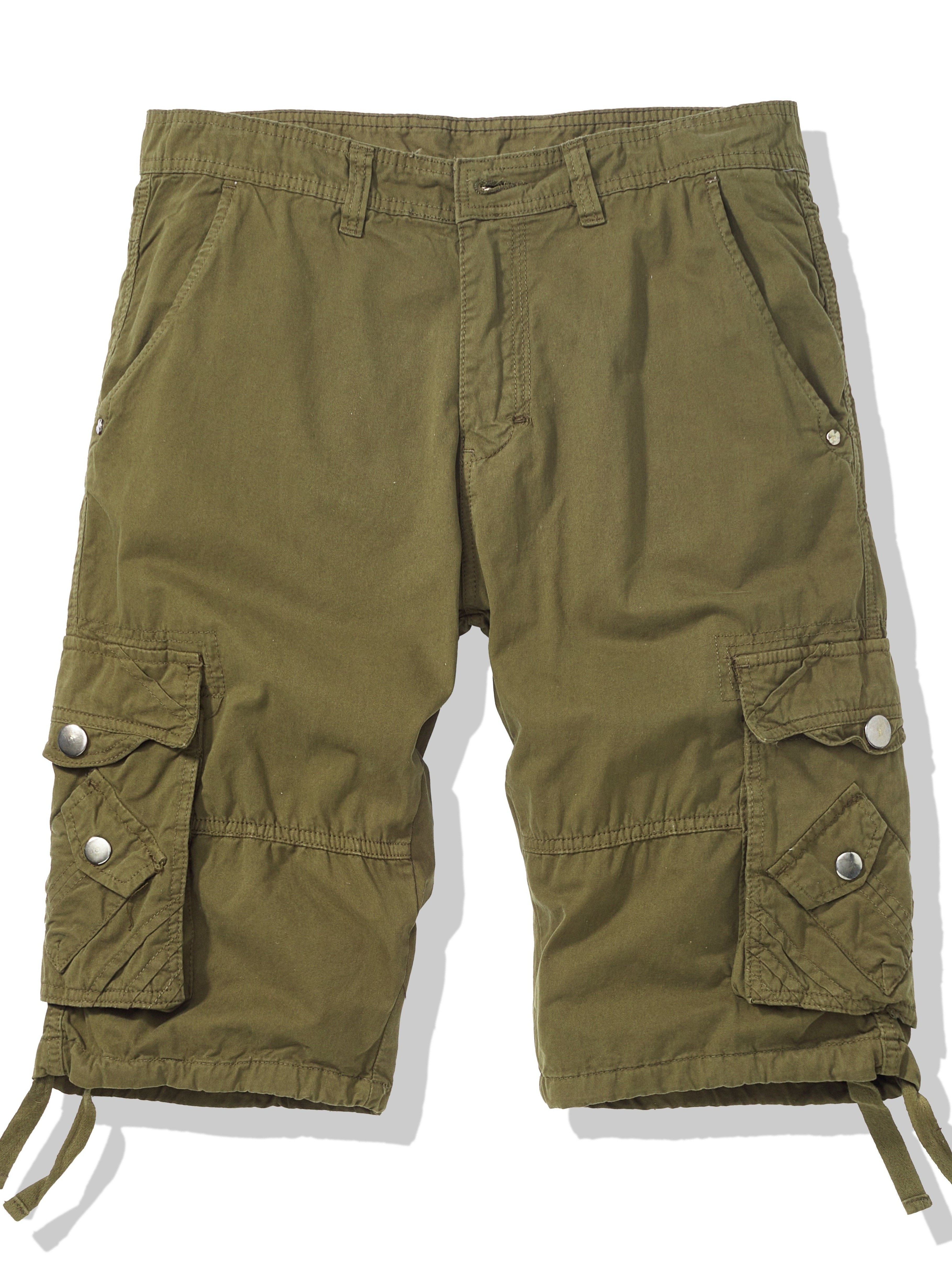 Men's Solid Cotton Multi pocket Cargo Shorts Fashion Waist - Temu Australia