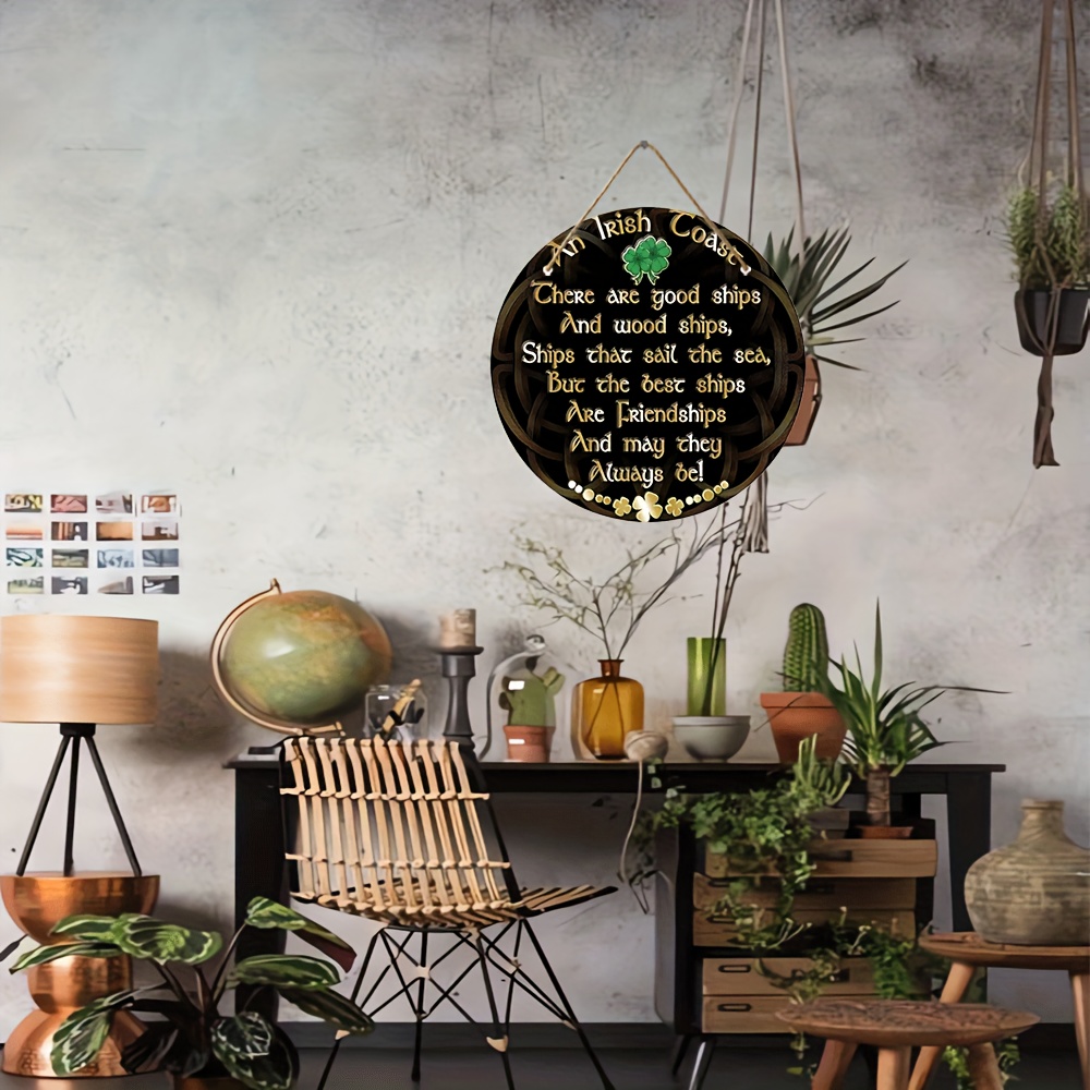 1pc Rustic Wooden Irish Proverb Sign, 8 Inch Round Hanging Wall Decor ...