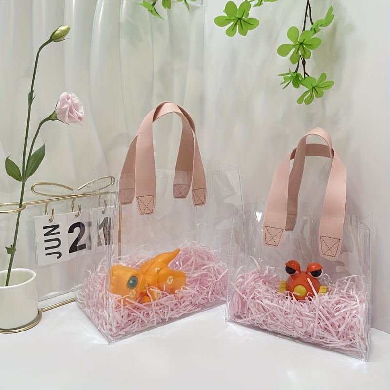Transparent Plastic PVC Tote Bag Travel Toiletry Bag Storage Bag Gift Bag Handbag