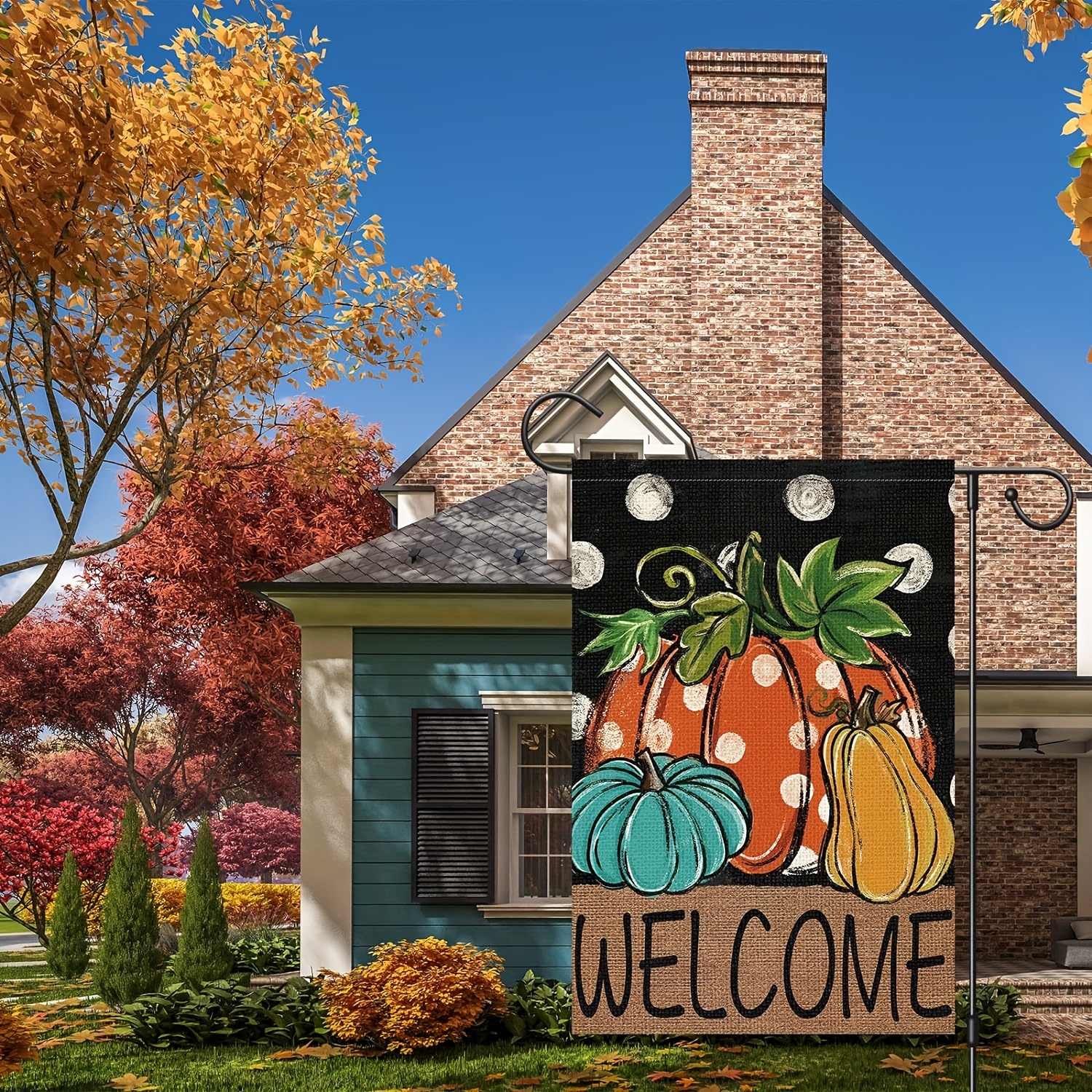 Charming Double-sided Fall Pumpkin Garden Banner - 12x18 Inch, Linen ...