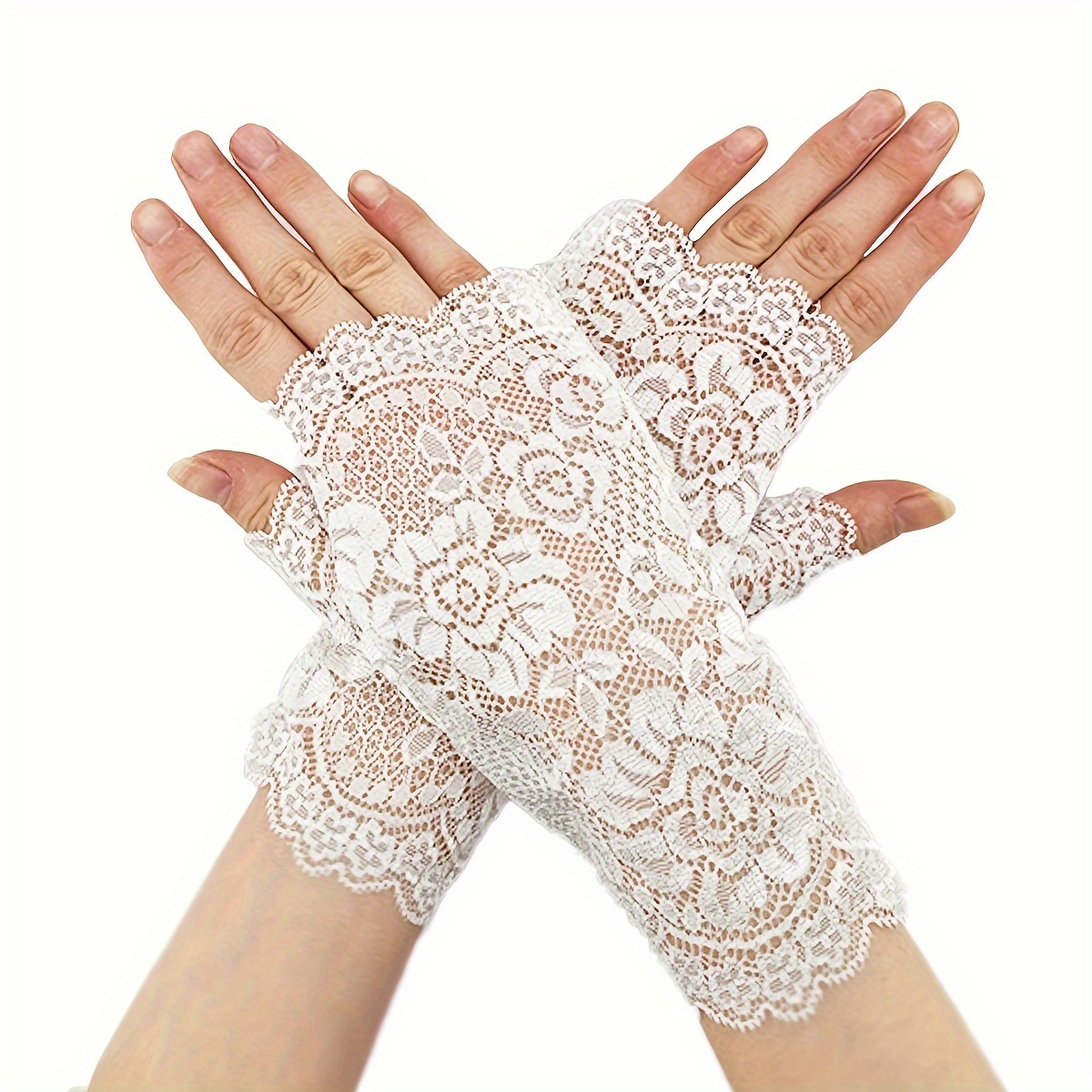 elegant fingerless lace gloves women Temu
