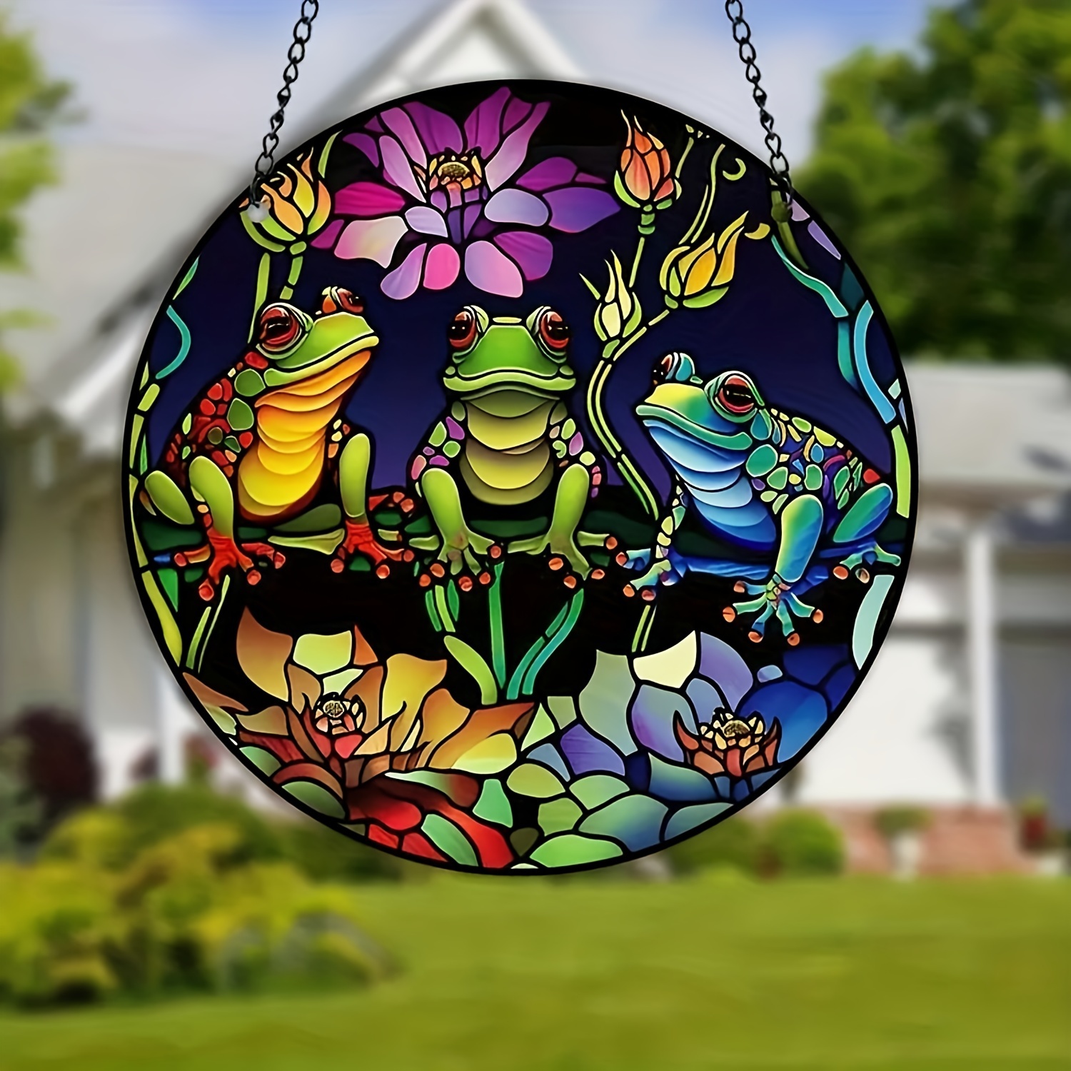 2d Acrylic Frog Sun Catcher Window Hanging Pendant Colorful - Temu Canada