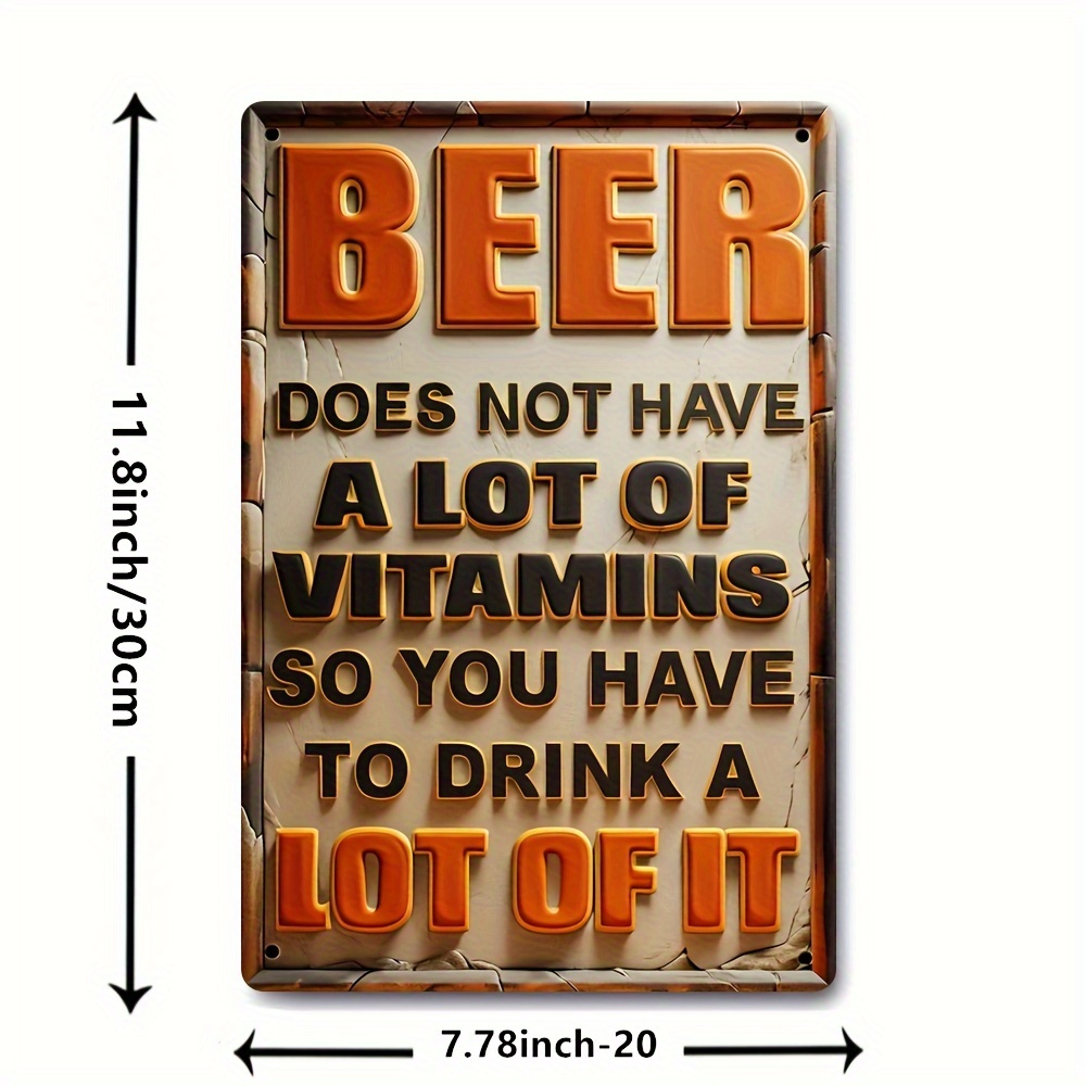 Vintage Metal Beer Sign: 'beer A Vitamins Drink A ' Perfect - Temu ...