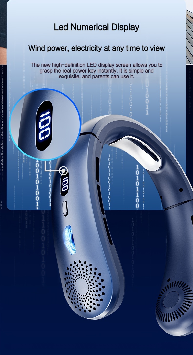 New Ultra light Neck Hanging Fan Long lasting Battery Life - Temu Malaysia