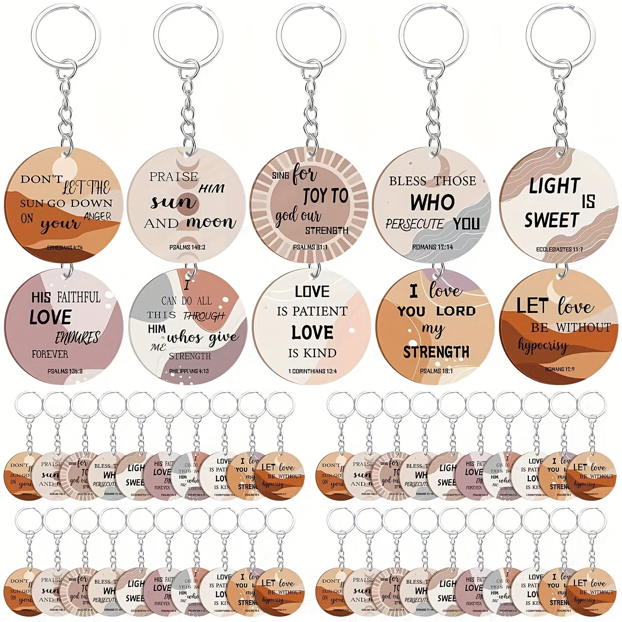 scripture keychains sold on Temu United States