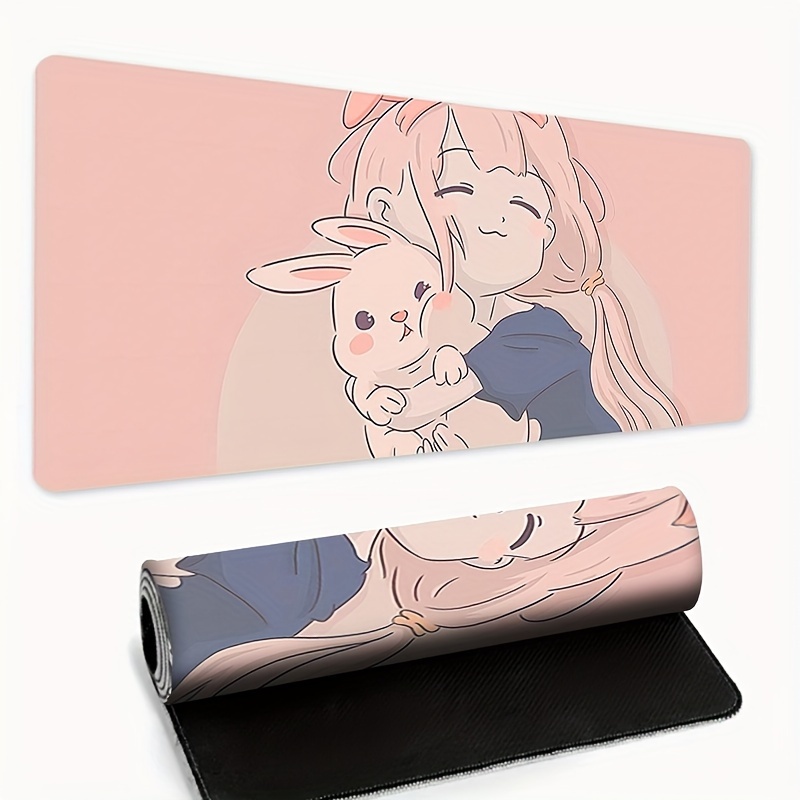 Large Waterproof Mousepad Girl Rabbit Design Non slip - Temu