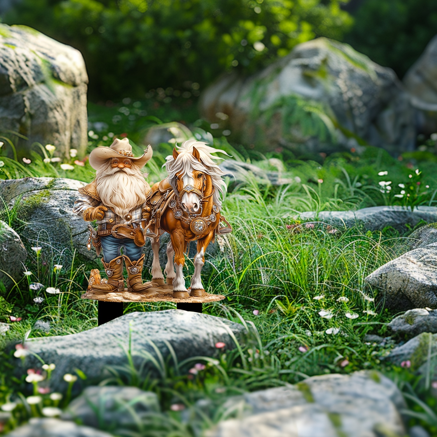 Boho Acrylic Dwarf Cowboy Horse Garden Stake Decorative Sign - Temu