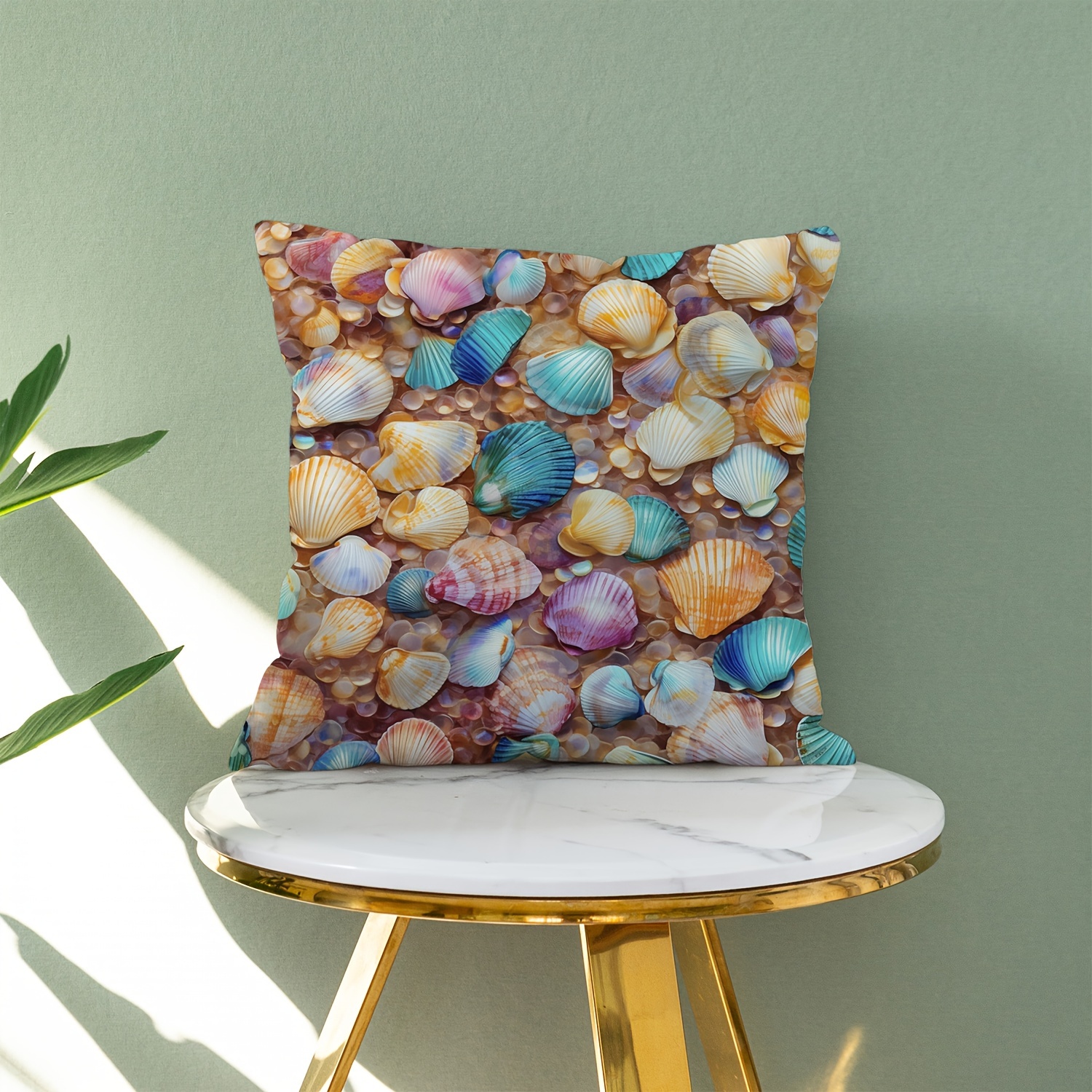 Colorful Seashells Series Pattern Digital Printed Pillow - Temu