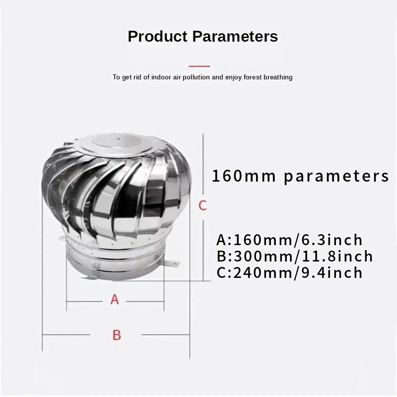 KAnduo Roof Wind Rotating Turbine Cap Vent, Exhaust Wind Turbines Cap