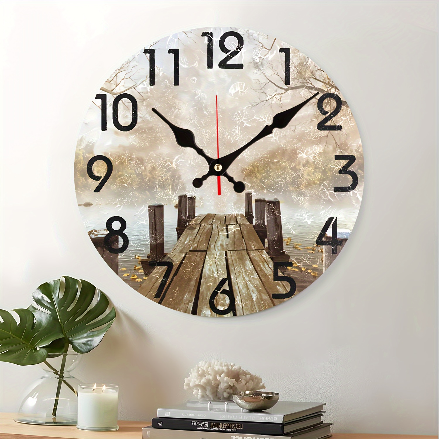 Battery Operated Round Wooden Mute Wall Clocks Vintage Foggy - Temu ...