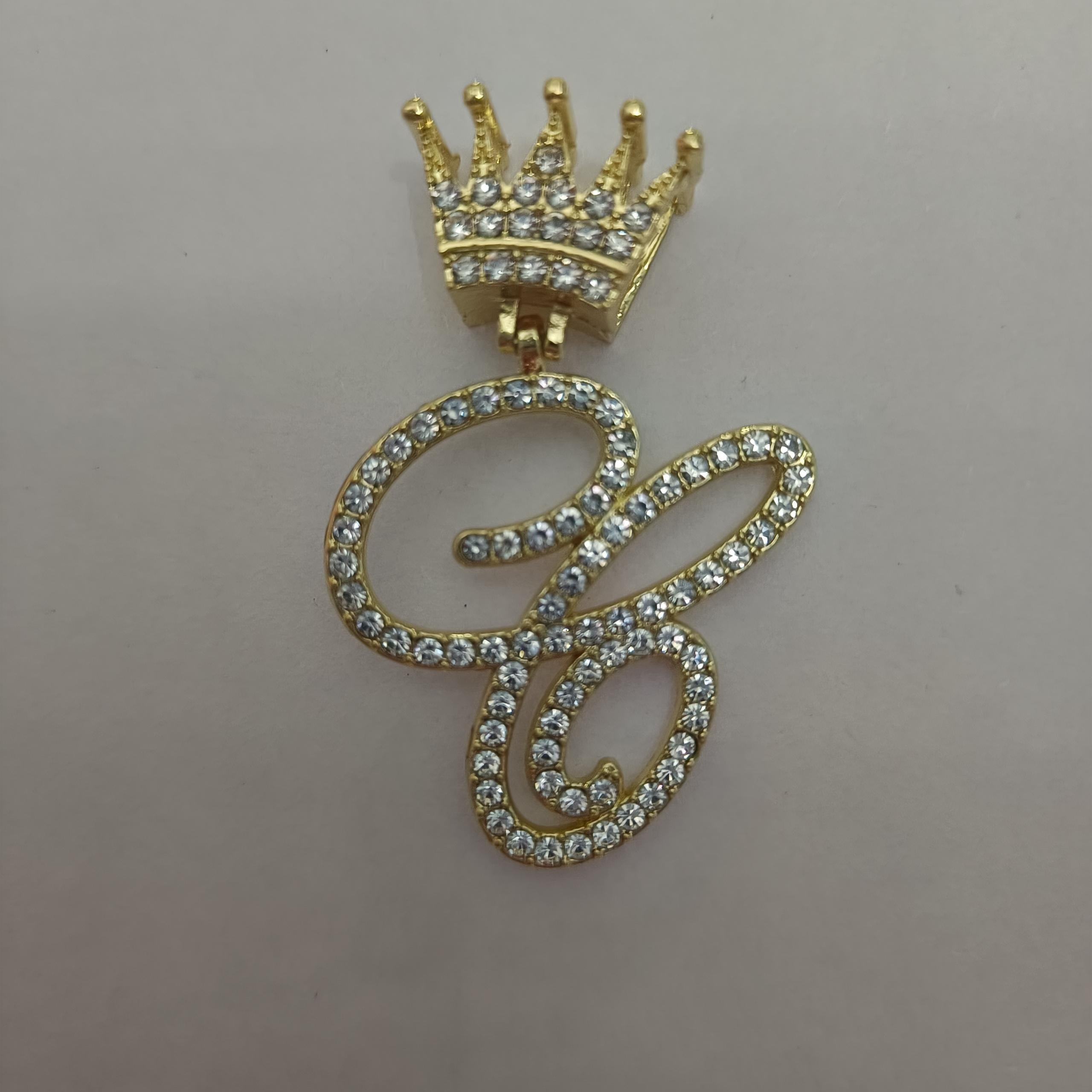 Crown Cursive Alloy Letter Pendant Necklace - Temu United Kingdom