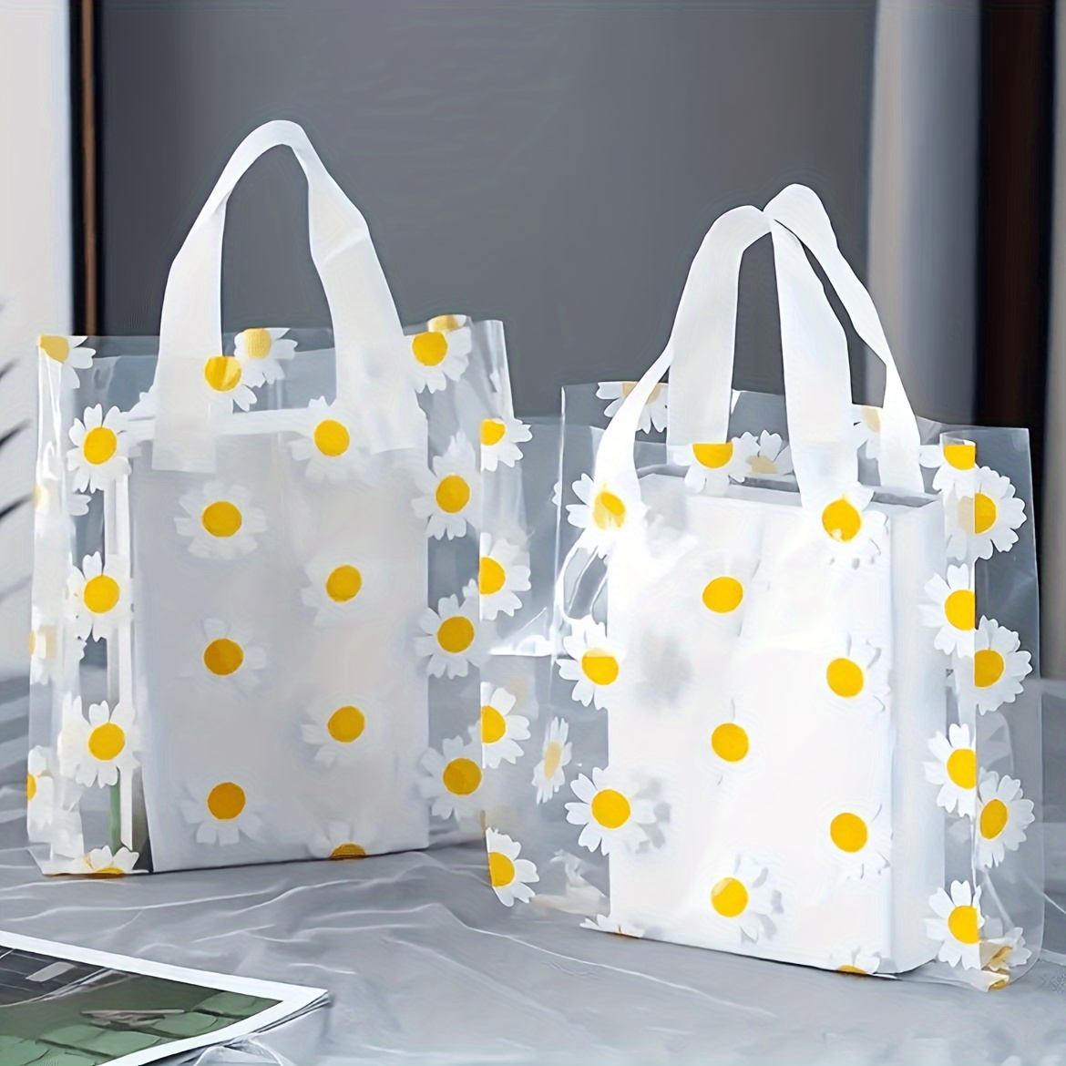 Value Pack Daisy Gift Bags Clear Pvc Tote Bags Cosmetic Bags - Temu ...