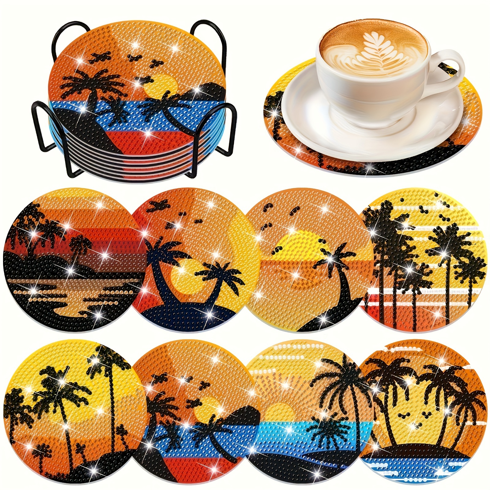 Painting Coasters Kits Coconut Tree Diamond Art Holder Diy - Temu Canada
