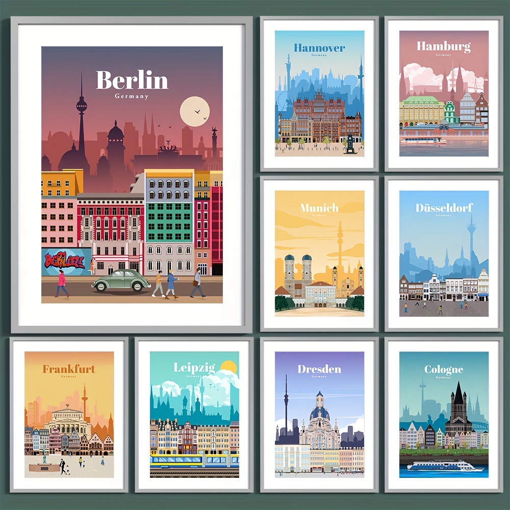 Illustration Style Modern Wall Art Germany City Landscape - Temu Portugal