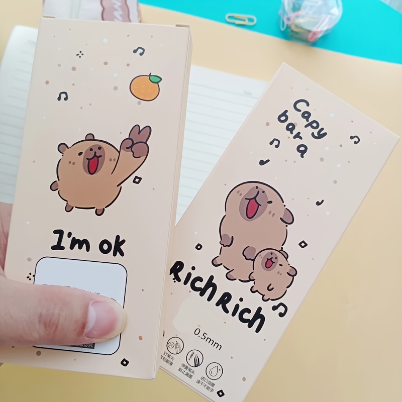 6 Pack Cute Capybara Gel Pens With 0 5mm Fine Point Quick Ink Smooth ...